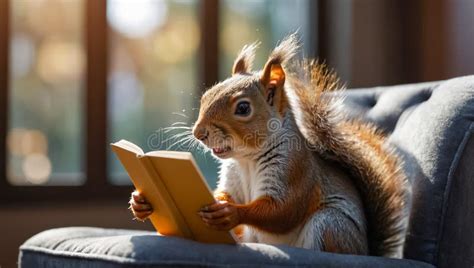 Cute Squirrel With A Book The Room Stock Illustration Illustration Of