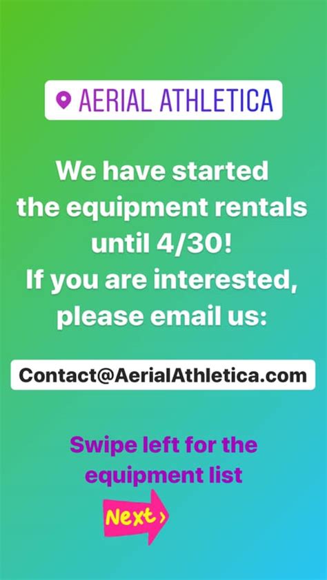 we have started to rent the equipment aerial athletica