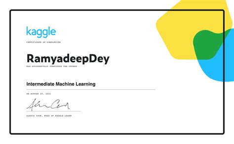 Ramyadeepdey Completed The Intermediate Machine Learning Course On Kaggle