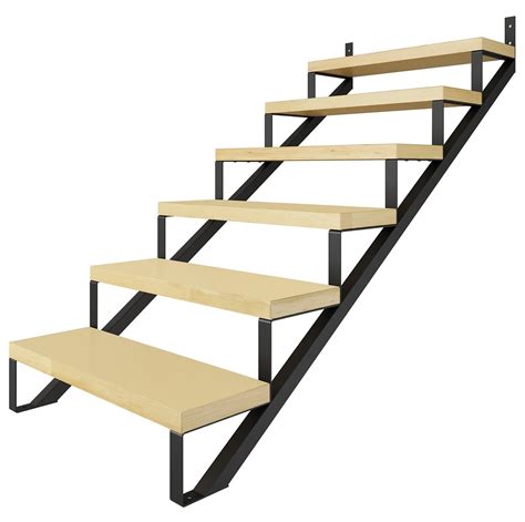 Diyhd Powder Coated Black Steel Stair Riser 6 Step Stair Stringer For Deck Height 50in Max Load