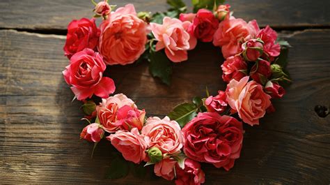 발렌타인 데이를 위해 나무 배경에 장미 꽃으로 만든 하트 간접비 평평한 평신도 배경 장미의 날 배경 일러스트 및 사진 무료 다운로드 Pngtree