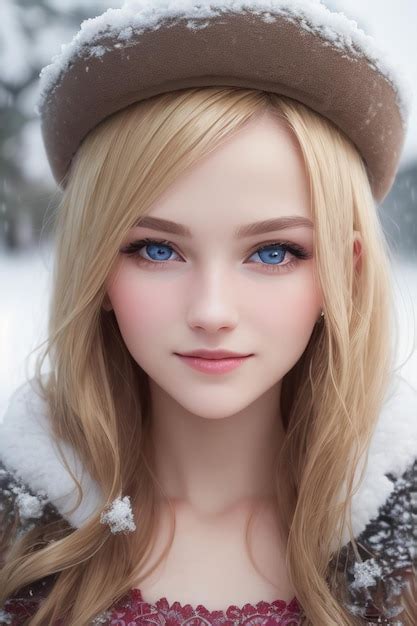 Premium Photo A Girl With Blue Eyes And A Hat