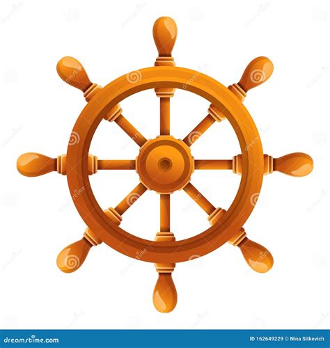 Ship Steering Wheel Icon Cartoon Style Stock Vector Illustration Of
