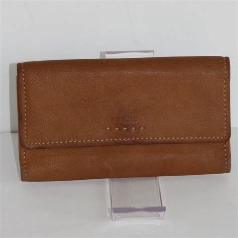 Vintage Fossil Leather Tri Fold Wallet Saddle Brown Etsy