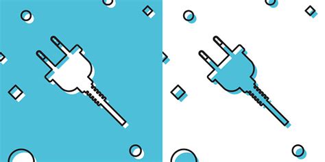 黑色電插頭圖示隔離在藍色和白色背景電源的連接和斷開的概念隨機動態形狀向量插圖向量圖形及更多一個物體圖片 一個物體 互聯網 便攜式資訊