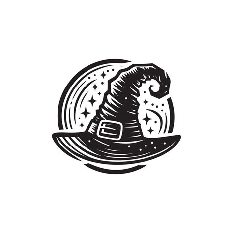Halloween Witch And Wizard Hat Art Silhouette Icon Logo Doddle
