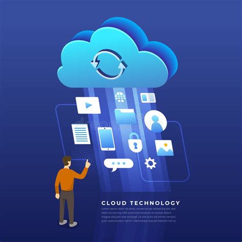 Flat Design Concept Cloud Computing Technology Users Network Con Stock