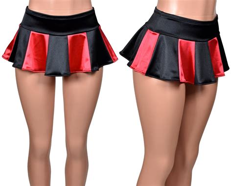 Black And Red Stretch Satin Micro Mini Skirt Xs S M L Xl 2xl 3xl