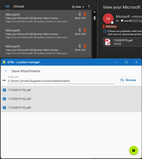 Bulk Save Email Attachments From Multiple Emails EFiler