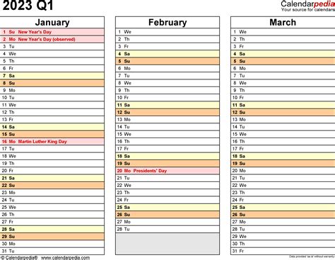 Free Printable Quarterly Calendar 2023 Free Printable Templates