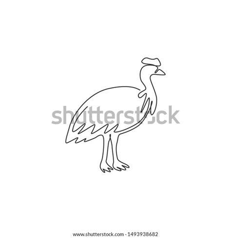 One Continuous Line Drawing Cute Cassowary Stock Vector Royalty Free