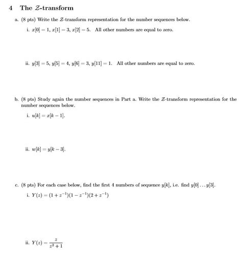 Solved The Z Transform A Pts Write The Z Transform Chegg Com