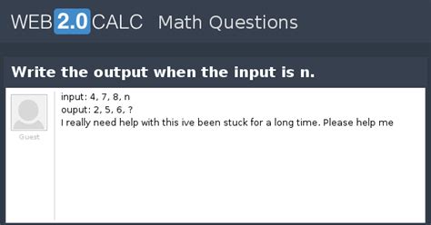 View Question Write The Output When The Input Is N