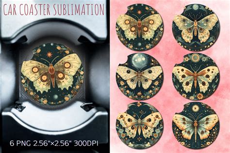 Vintage Moon Moth Car Coaster Design Graphic By Craftycakes · Creative