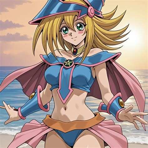 Rule 34 Ai Generated Beach Blonde Hair Breasts Cape Dark Magician Girl Duel Monster Green Eyes