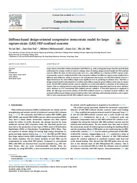 Pdf Stiffness Based Design Oriented Compressive Stress Strain Model