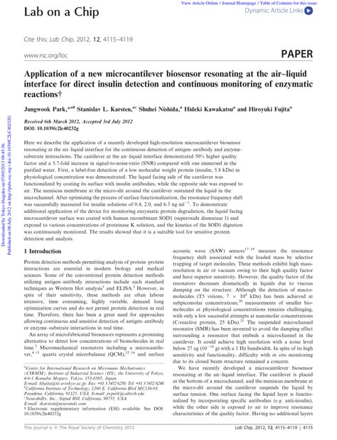 Pdf Application Of A New Microcantilever Biosensor Resonating At The