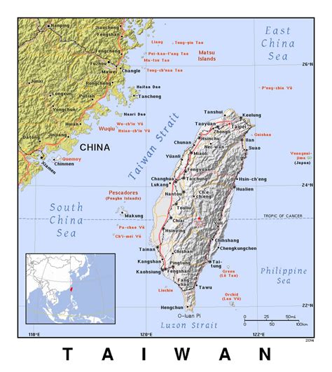 Detailed Political Map Of Taiwan With Relief Taiwan Asia Mapsland