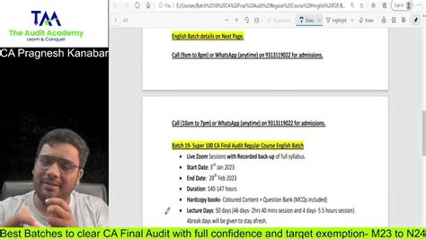 Upcoming Super 100 CA Final Audit Batches For M23 To N24 By CA Pragnesh