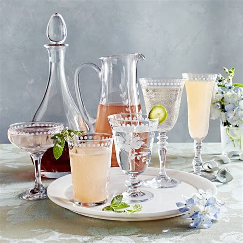 Vintage Etched Tumblers Set Of 4 Williams Sonoma