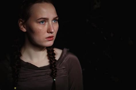 Premium Photo Portrait Of A Frightened Young Pretty Girl