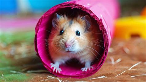 Hamster In Pink Cone On Blanket Stock Image Image Of Generative