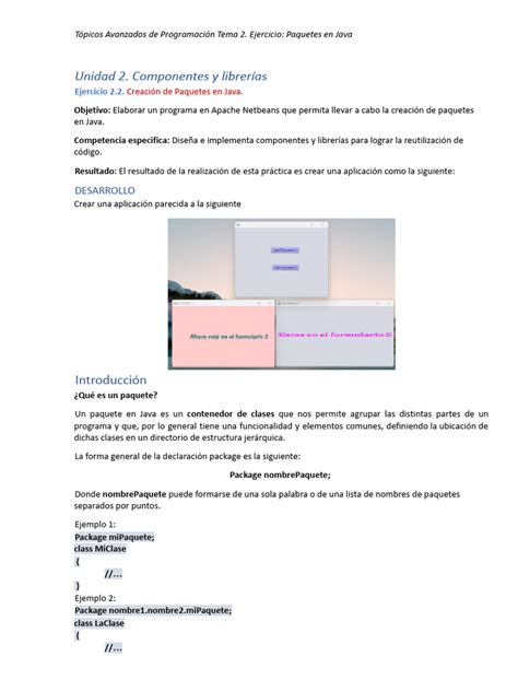 Creacion De Paquetes Y Librerias Pdf Java Lenguaje De Programación
