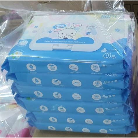 แพ็ค6 ผ้าเช็ดทำความสะอาดผิว ทิชชู่เปียก บรรจุห่อละ40แผ่นx6แพ็ค Haru