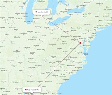 All Flight Routes From Fort Walton Beach To Lansing Vps To Lan