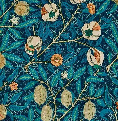 Organic Cotton William Morris Sweet Symphony Pomegranate Green