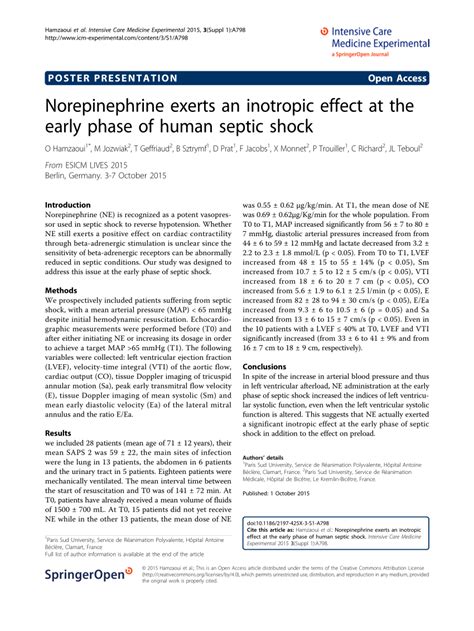 Pdf Norepinephrine Exerts An Inotropic Effect At The Early Phase Of