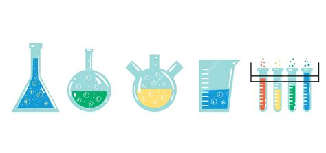 화학 실험실 시험 튜브 고립 집합 개념 터 평평한 그래픽 디자인 일러스트레이션 프리미엄 벡터