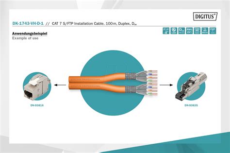 Digitus 1743vhd1 Installation Cable Cat 7 Duplex S Ftp 1200 Mhz