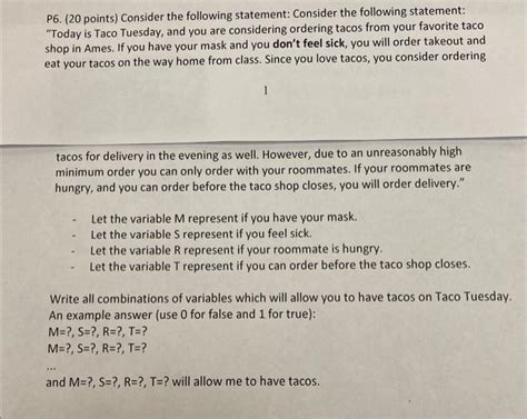 Solved P6 20 Points Consider The Following Statement Chegg