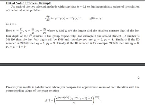 Solved Initial Value Problem Example Use Each Of The Two