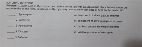solved matching questions problem 1 match each of the