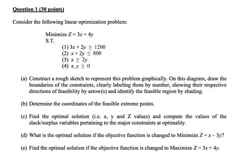 Solved Question Points Consider The Following Linear Chegg