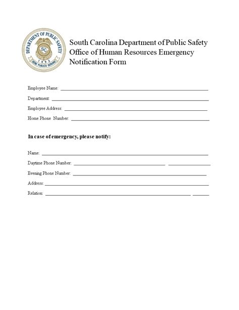 Hr Employee Emergency Notification Form