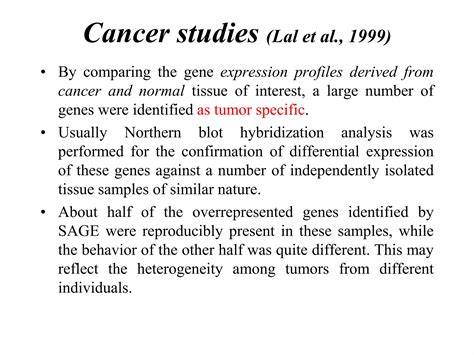 Sage Serial Analysis Of Gene Expression Ppt