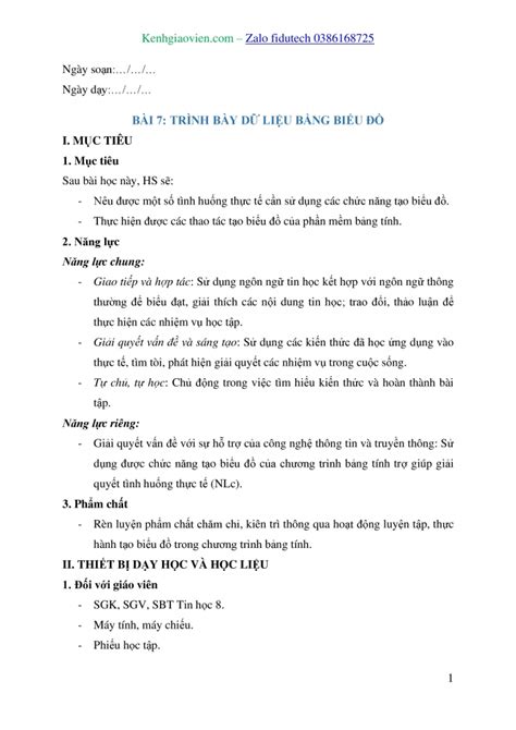 Giáo án và PPT Tin học 8 kết nối Bài 7 Trình bày dữ liệu bằng biểu đồ Giáo án và PPT Tin học