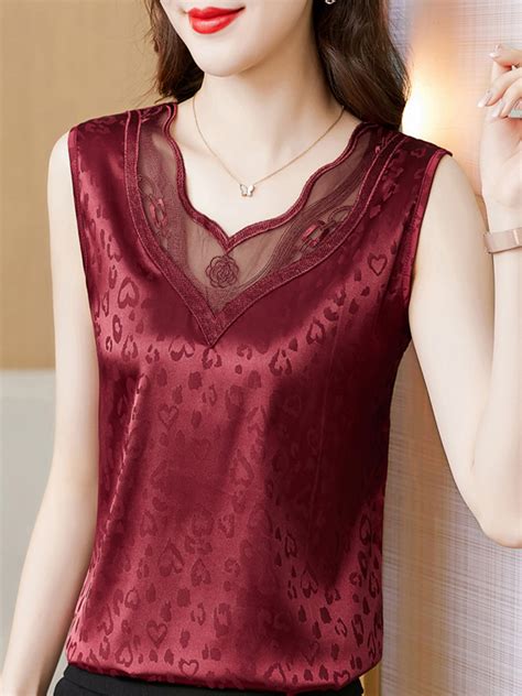西装内搭妈妈装外穿无袖打底衫宽松大码真丝吊带背心女夏v领上衣虎窝淘