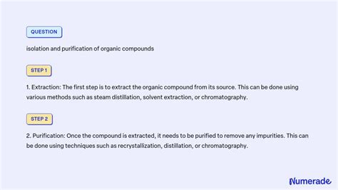 Solved Isolation And Purification Of Organic Compounds