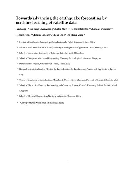 PDF Towards Advancing The Earthquake Forecasting By Machine Learning