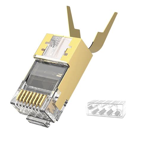 ZOERAX Cat7 Cat6A Pass Through Connectors 30 Pcs 50UM Gold Plated