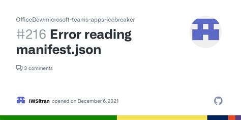 Error Reading Manifestjson · Issue 216 · Officedevmicrosoft Teams