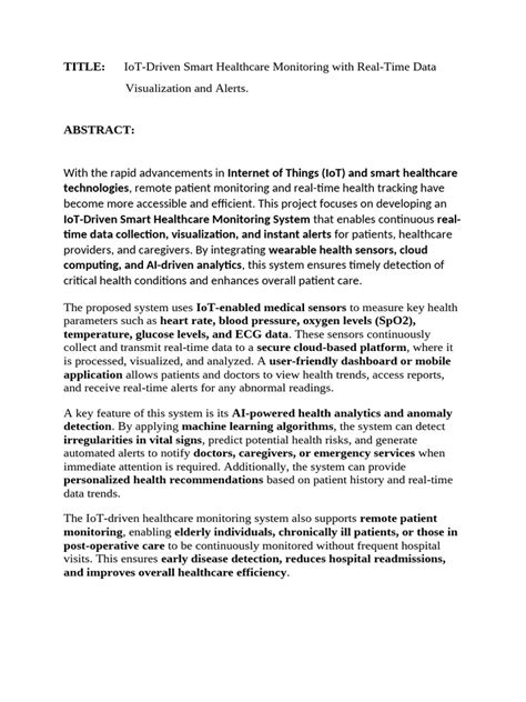 Iot Driven Smart Healthcare Monitoring With Real Time Data Pdf Monitoring Medicine