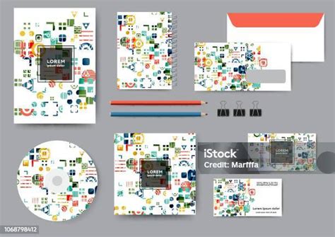 企業標識範本向量圖形及更多一組物體圖片 一組物體 企業 信 文件 Istock