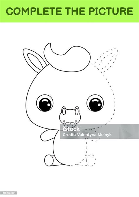 귀여운 말의 완전한 그려진 그림 색칠 공부 점 복사 게임 필기 연습 그리기 기술 훈련 인쇄 가능한 워크시트 를 개발하는 교육 활동 페이지입니다 벡터 그림입니다 교육에 대한