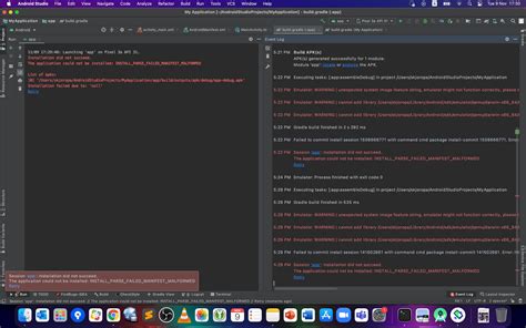 无法在emulator Android Api 31上安装应用程序。原因是安装错误 Installparsefailed