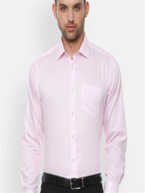 Buy Van Heusen Men Pink Off White Regular Fit Striped Formal Shirt